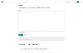 AI Text Classifier for AI: review, features & use cases